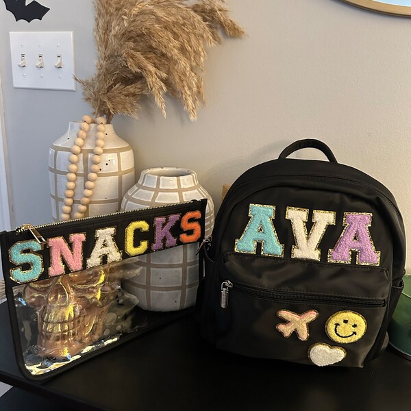 Custom Nylon Mini Backpack With Chenille Letters Personalized Backpack ...