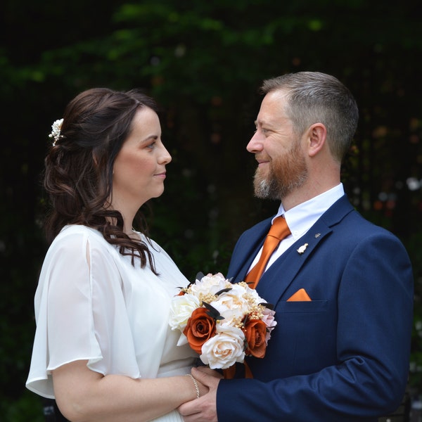 Fall Autumn Rust Orange, Cream and Blush Traditional Bridal Bouquet - Etsy
