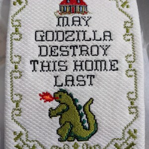 May Godzilla Destroy This Home Last Embroidered Kitchen Towel | Etsy