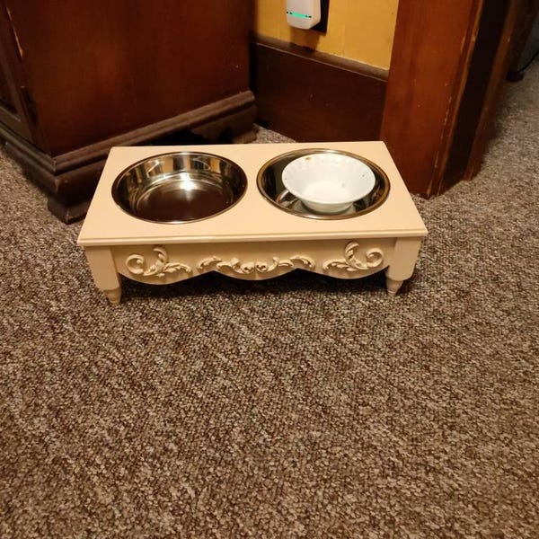 Farmhouse Chic Dog or Cat Elevated Pet Feeder | HUMAN GRADE Stainless ...