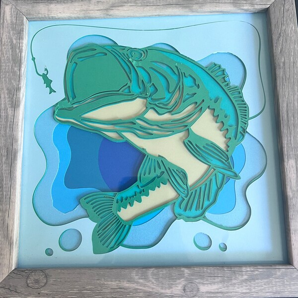 3d Fishing Svg - Shadow Box Svg, Fish Svg - Etsy