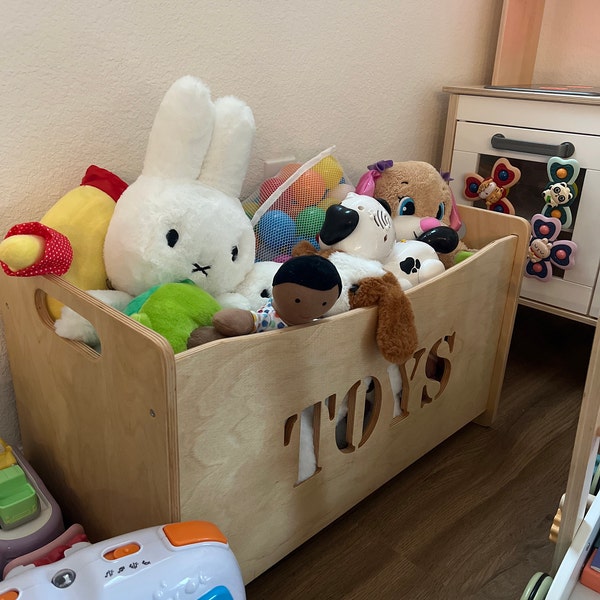 Multi-functional Toy Box - Wooden Toy Organizer, Montessori Furniture ...