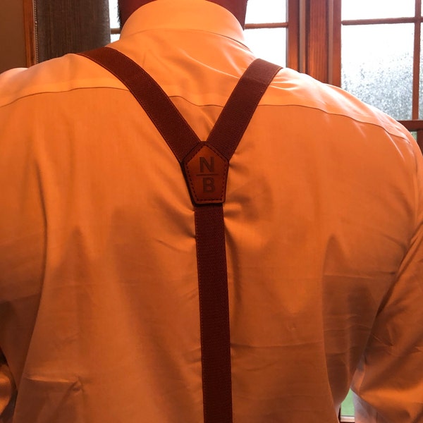 Elastic Suspenders Men Brown Suspenders Wedding Suspenders Mens ...