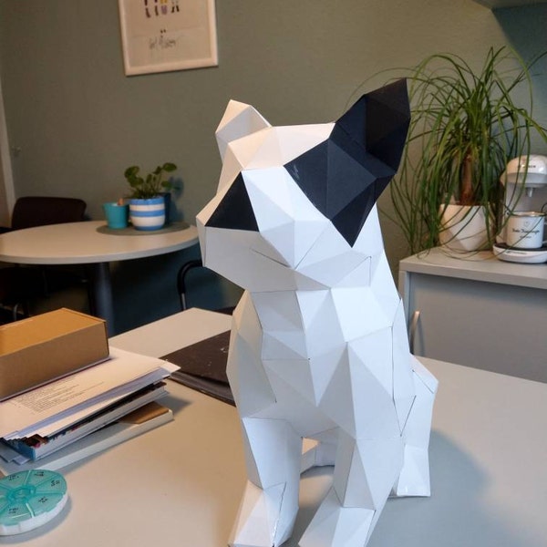 Yona DIY Yoga French Bulldog Papercraft Kit, Abstract Low Poly 3D ...
