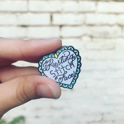 Resting Stitch Face Enamel Pin // Stitching Cross Stitching - Etsy