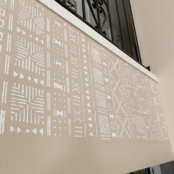 Mud Cloth Pattern Wall Stencil - Customize Your Space With Large Wall ...