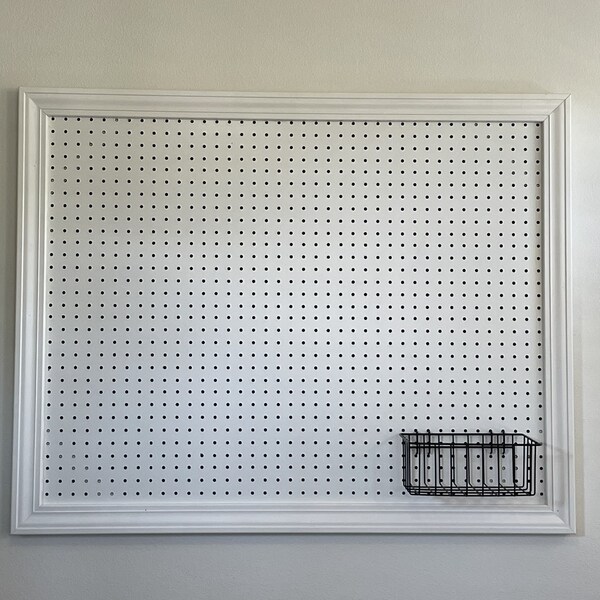 44" X 35" Beautiful Framed Pegboard | Peg Board Organizer | Craft Room ...