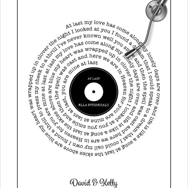 Custom Song Print Framed Song Lyrics Music Wall Art First Anniversary ...