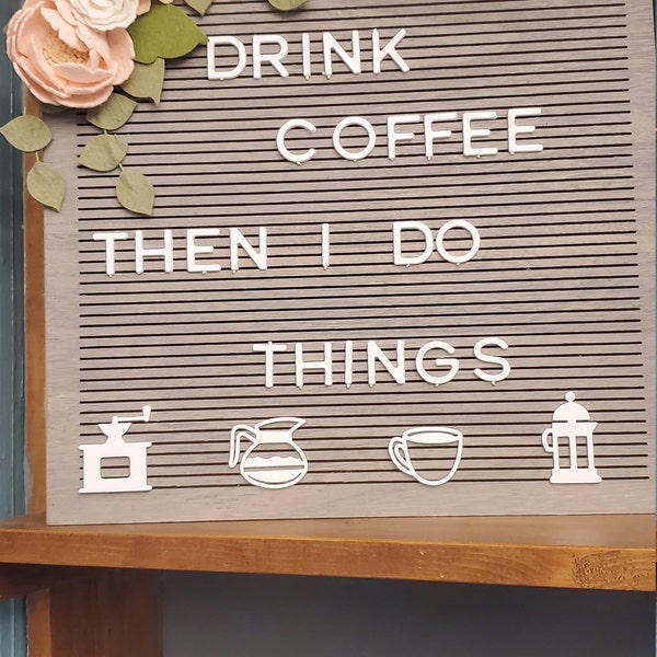 Coffee Letter Board Icon / Coffee Grinder / Coffee Cup / Coffee Pot ...