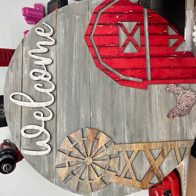 Shiplap Welcome Farmhouse Round, Shiplap Door Hanger Cut File, Laser ...