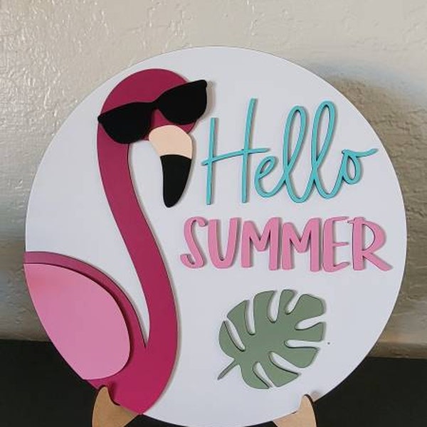 Hello Summer Table Sign / Shelf Sitter / Tiered Tray Decor / Wooden 3D ...