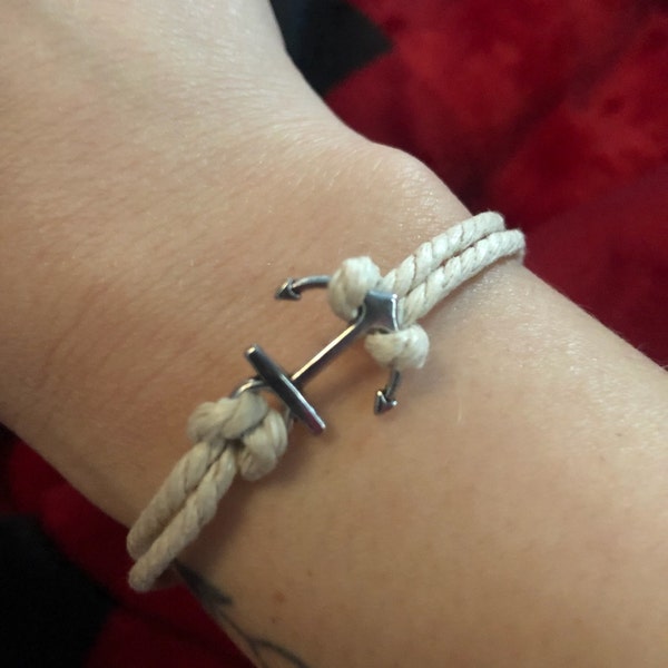 Adjustable Nautical Anchor Rope Bracelet,anchor,natural Color,woman's ...