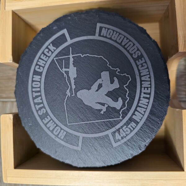 Set of 4 Custom Logo Slate Coasters With Bamboo Coaster Holder ...