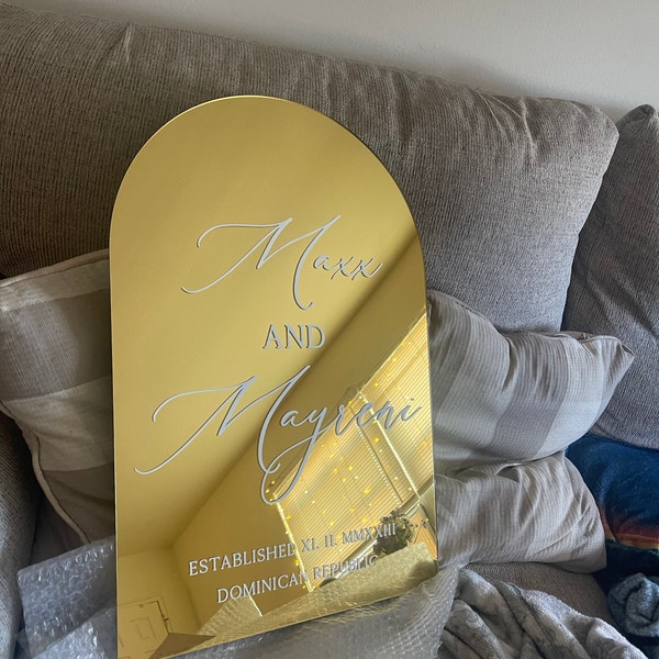 Arch Mirror Acrylic Wedding Welcome Sign | Modern Welcome Sign | Mirror ...