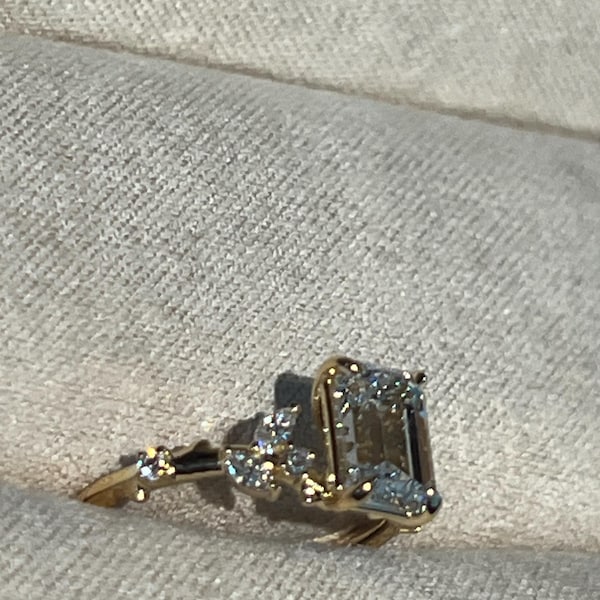 2 Carat Elongated Cushion Diamond Engagement Ring / Nature Inspired ...