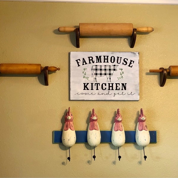 Farmhouse Kitchen/wood Sign/ Hand Painted/ Family/ Farmhouse/ Shabby ...