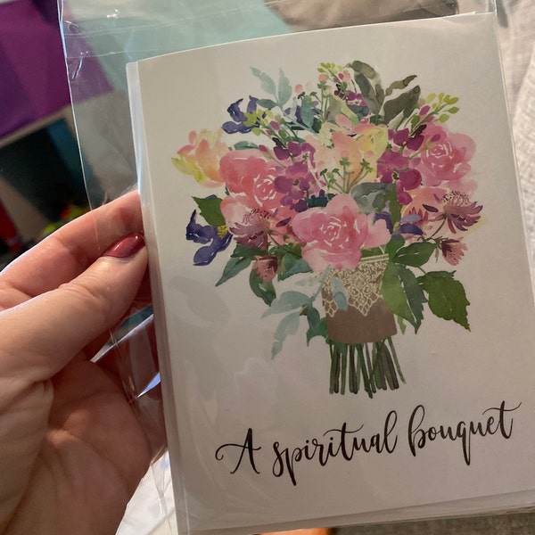 A2 Set of 5 or 10 Spiritual Bouquet Card Floral Praying for You Cards ...
