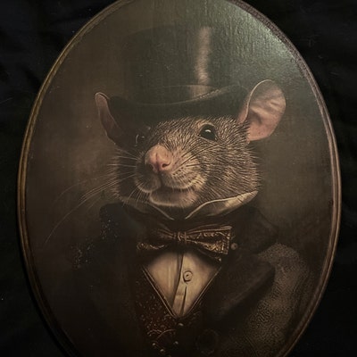 Rat Victorian Portrait Vintage Style Animal Wall Art Wooden Décor ...