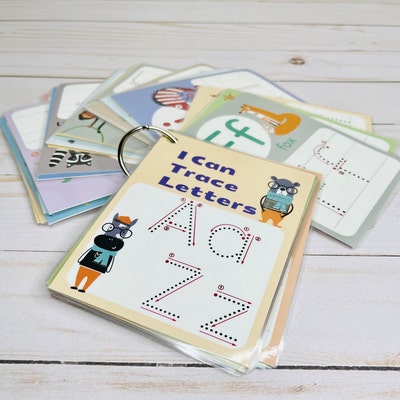 Alphabet Tracing Cards: Animals Themed Alphabet Flashcards for Home ...