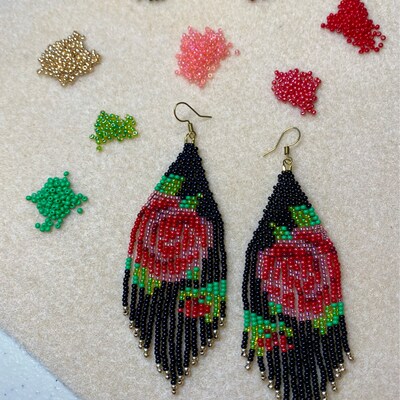 CHARMING Beaded Fringe Hoop Earring Kit Seed Bead Earring Kit - Etsy