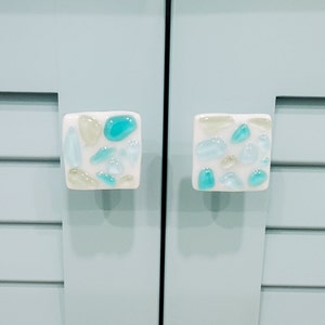 Glass Drawer Pulls in Light Blue Wave, Cabinet and Furniture Pulls ...