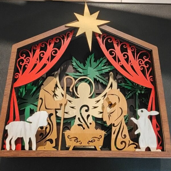 Nativity Scene Laser Cut File Christmas Decor and Laser Cut Nativity ...