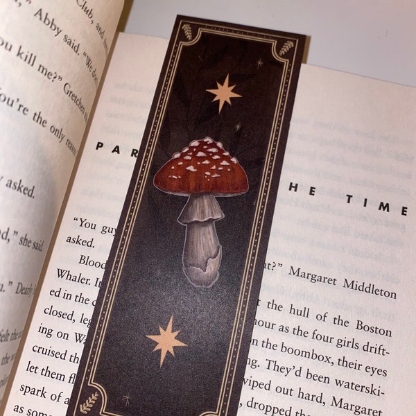 Mushroom Bookmark | Illustrated Bookmark | Dark Academia Bookmark ...