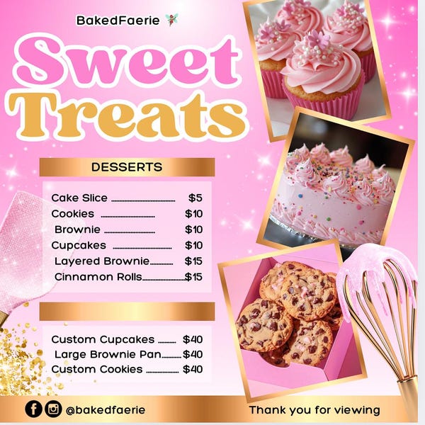 Bakery Flyer, Bake Sale Flyer, Sweet Treats Flyer, Dessert Flyer, Bake ...