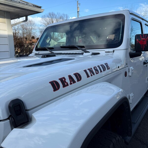 Custom Black Lettering Sticker Decal for Hood With an Outline | Set of ...