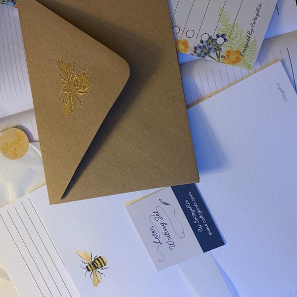 Hand Finished Bumble Bee Letter Writing Paper - Stationery Set ...