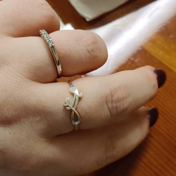 Midi Silver Mother and Child (son or Daughter) Infinity Ring,mama and ...