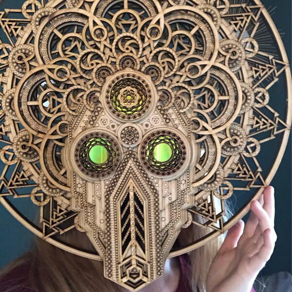 Laser Cut Deity Mask Festival Fashion Sacred Geometry God Headdress ...