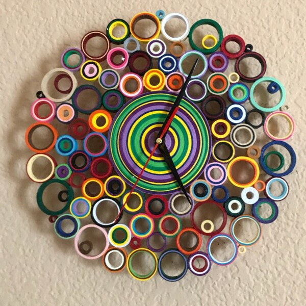 Wall Clock, Paper Clock, Colorful Clock, Custom Clock for Wall, Kids ...