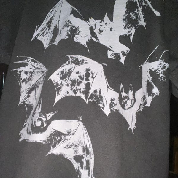 Three Bats Y2k T-shirt, Vintage 90s Style Bat Shirt, Washed Retro ...