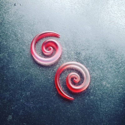 Pairs Red Spiral Earring Plugs/acrylic Hanging Tapers/plug Gauges/ear ...