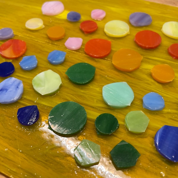 10 Round Stained Glass Tiles, Round Tiles, Tile Mosaic Pieces, Stained ...