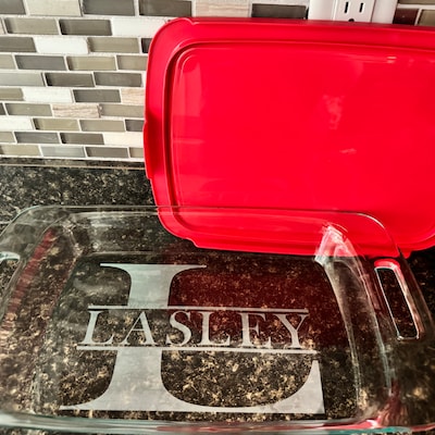 Personalized Etched Pyrex Baking Casserole Dish Wedding Bridal Shower ...