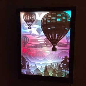Air Balloons Shadow Box Files, Paper Cut Light Box Template Files ...