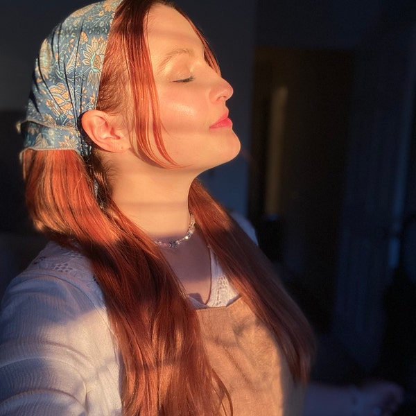 Silk Hippie Boho Bandana, Square Head Scarf, Unique Bohemian Hair Wrap ...