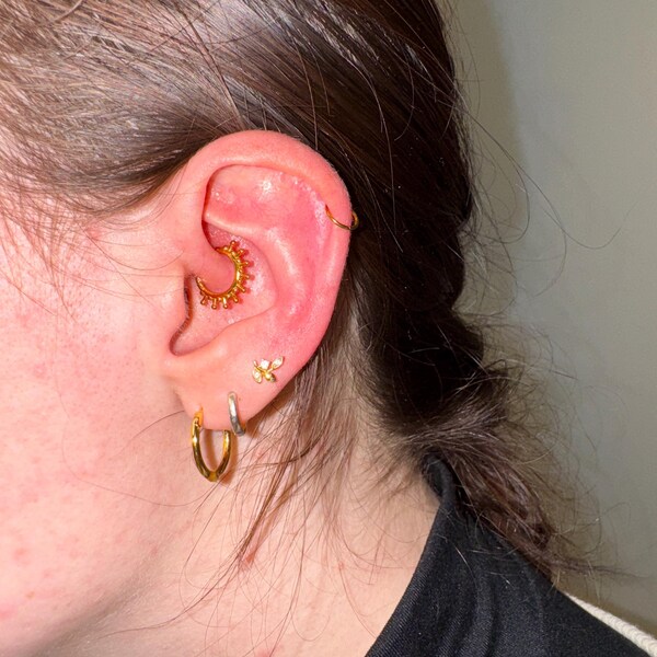 16G Gold Sunburst Daith Jewelry | Cute Daith Earring Clicker | Daith ...