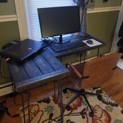 Tortured Reclaimed Distressed Industrial Wood Desk With Rebar Hairpin ...