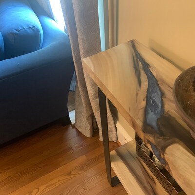 Custom Live Edge Resin Entry Table Custom Multiple Wood and Resin Color ...