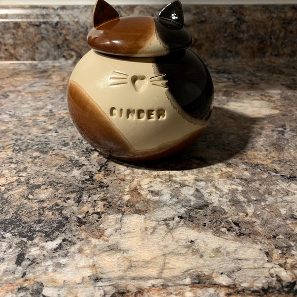Calico Cat Urn, Spots Cat Urn, Ceramic Urn for Ashes, Pottery Urn for ...