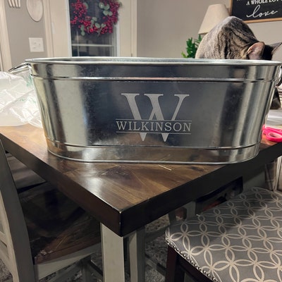 Personalized Name & Initial Beverage Tub Galvanized Drink Tub for BBQ ...