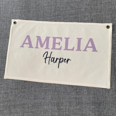 Baby Name Flag Custom Name Banner Nursery Name Sign Linen - Etsy