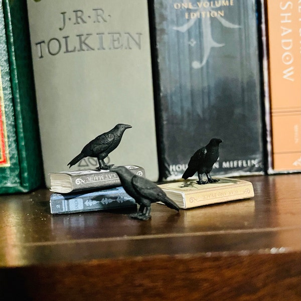 Handmade Miniature Ravens, Mini Set of 2 or 3 Halloween Crows, Style 1 ...