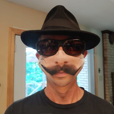 Face Mask, man With Moustache, Cotton, Filter Pocket, Nose Wire ...