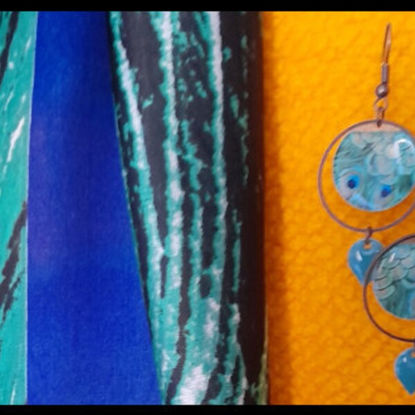 LENA Earrings in Japanese Paper and Mustard Yellow Enameled Sequin - Etsy