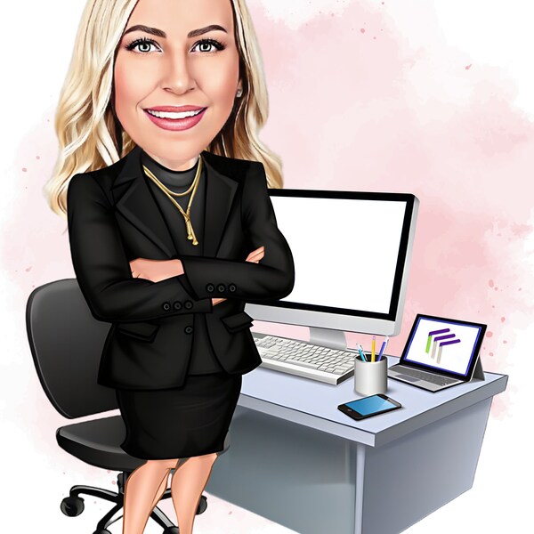 Custom Female Boss Cartoon Portrait, Boss Portrait, Gifts for Boss ...