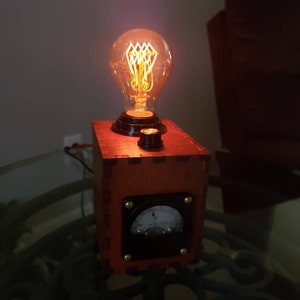 Meter Wood Lamp With Edison Bulb. Personalized Original Voltmeter and ...
